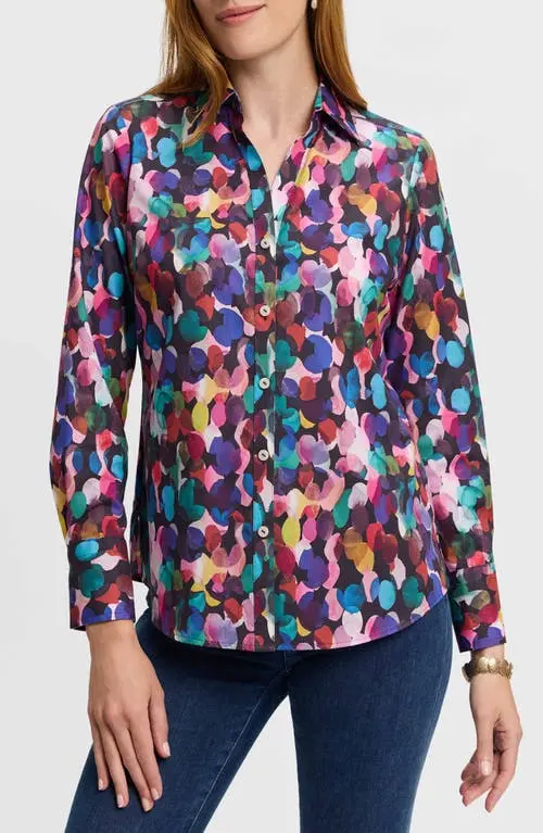 Foxcroft Mary City Lights Cotton Button-up Shirt