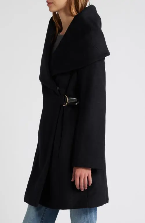 Via Spiga Hooded Wool-blend Belted Coat - Black