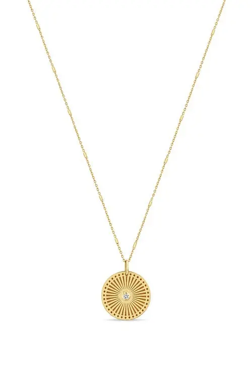 Zoe Chicco Small Sunbeam Diamond Medallion Necklace - Yellow Gold/diamond
