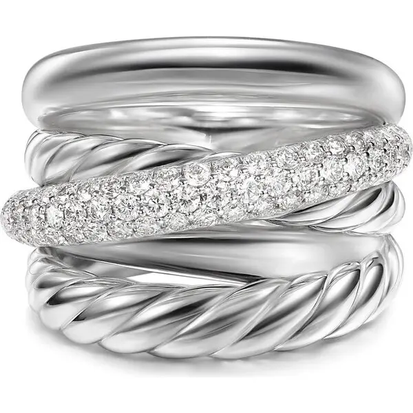 David Yurman Bold Crossover Five-row Stacked Ring - Sterling Silver