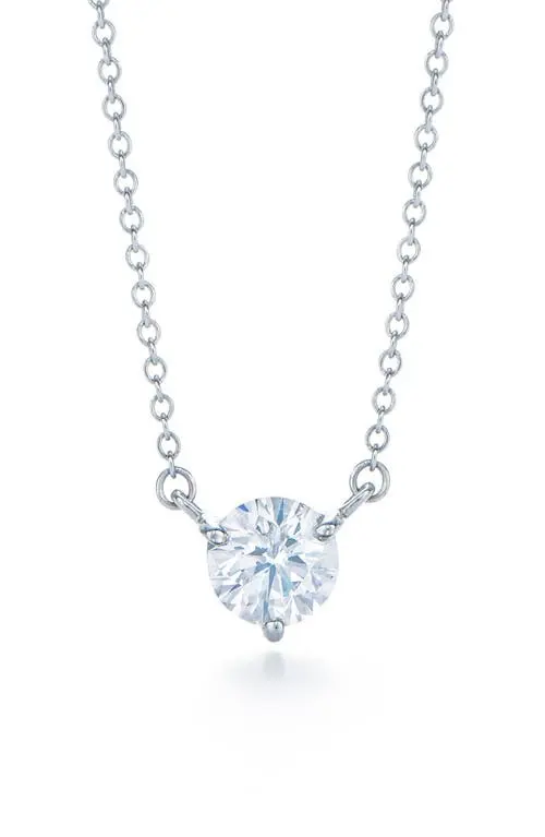 Kwiat Round Diamond Solitaire Pendant Necklace - White Silver