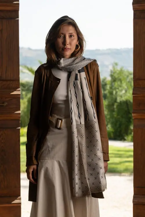 ELIZABETTA Atrilarge Silk Scarf - Sand