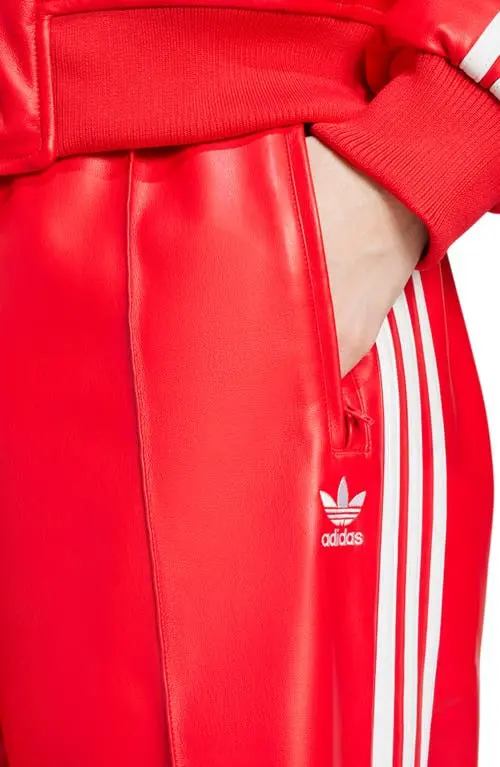 Adidas Firebird Faux Leather Track Pants Better Scarlet