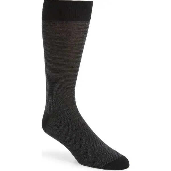Nordstrom Stripe Merino Wool Blend Dress Socks - Black