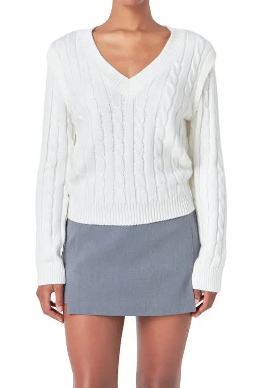 Endless Rose Cable Knit V-neck Sweater