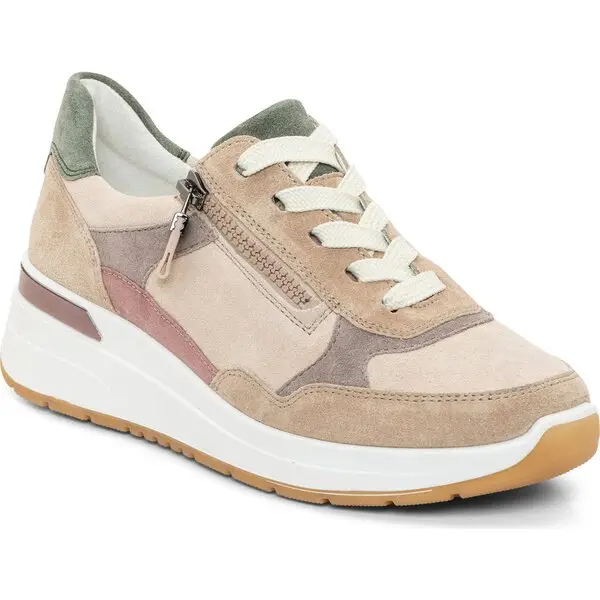 ARA Gardenia Wedge Sneakers - Sand Shell/moon/thyme
