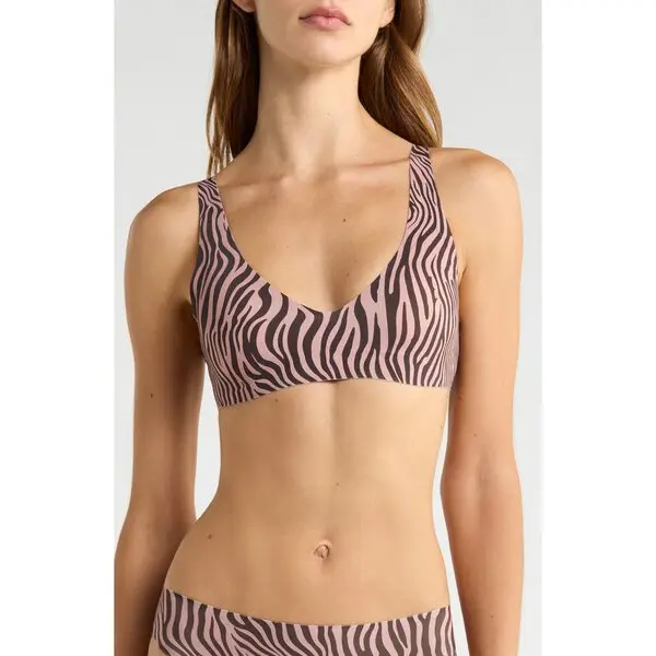 MEUNDIES Dreamseam Plunge Bralette - Blush Zebra
