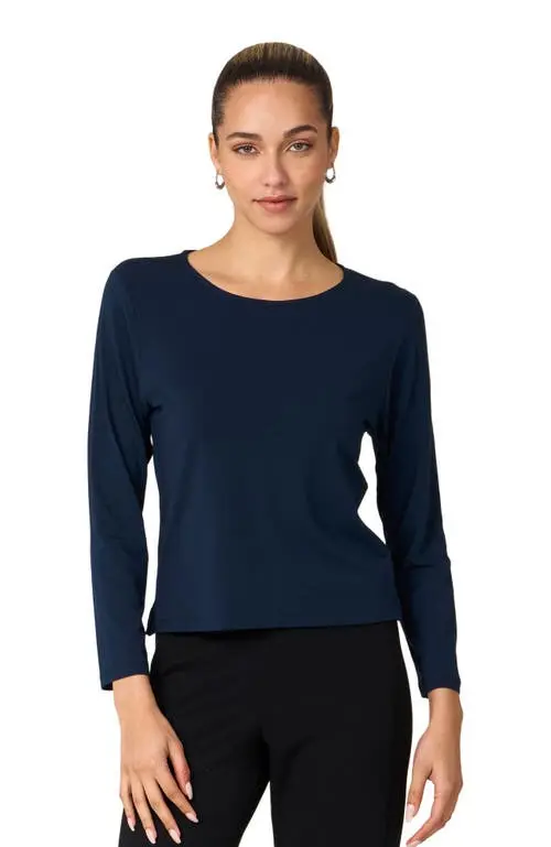 REBODY Essentials Mid-length Long Sleeve Top - Navy