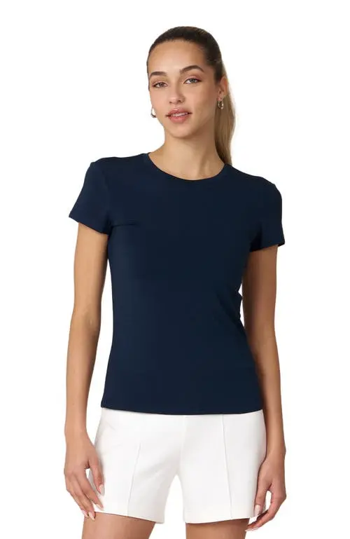 REBODY Fitted Short Sleeve Top - Navy