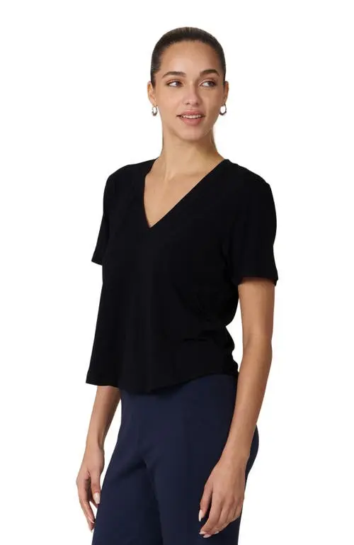 REBODY Essentials V-neck Short Sleeve Top - Black