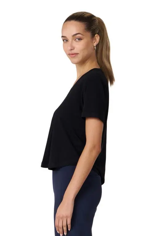 REBODY Essentials V-neck Short Sleeve Top - Black