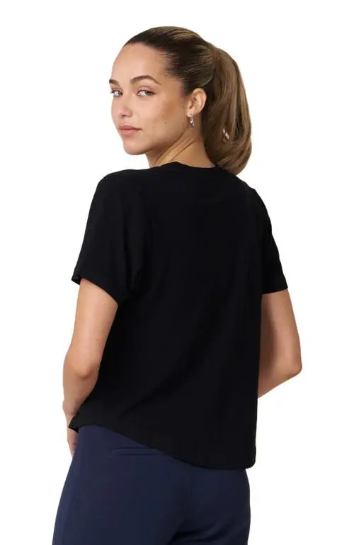 REBODY Essentials V-neck Short Sleeve Top - Black