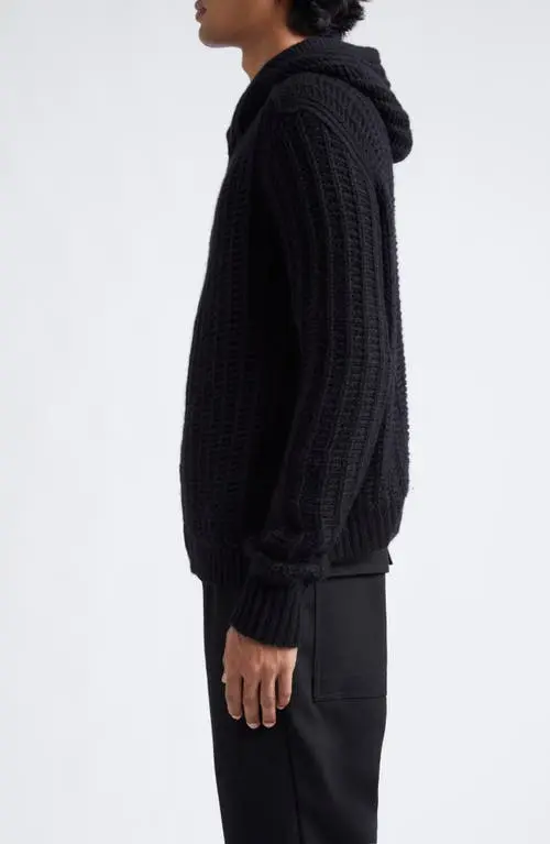 Rick Owens Hooded Cashmere & Silk Zip Cardigan - Black | Editorialist