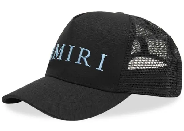Amiri Embroidered Logo Trucker Cap - Black/carolina Blue