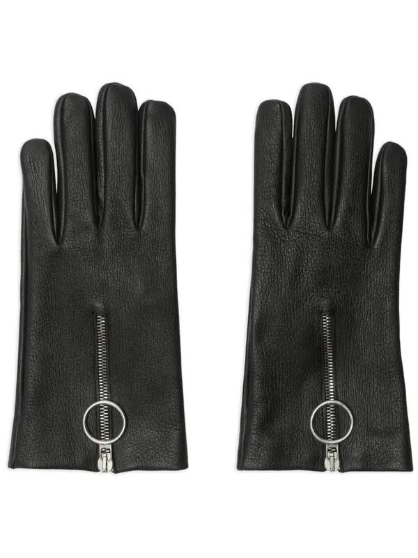 Burberry Zipped Leather Gloves - Black | Editorialist