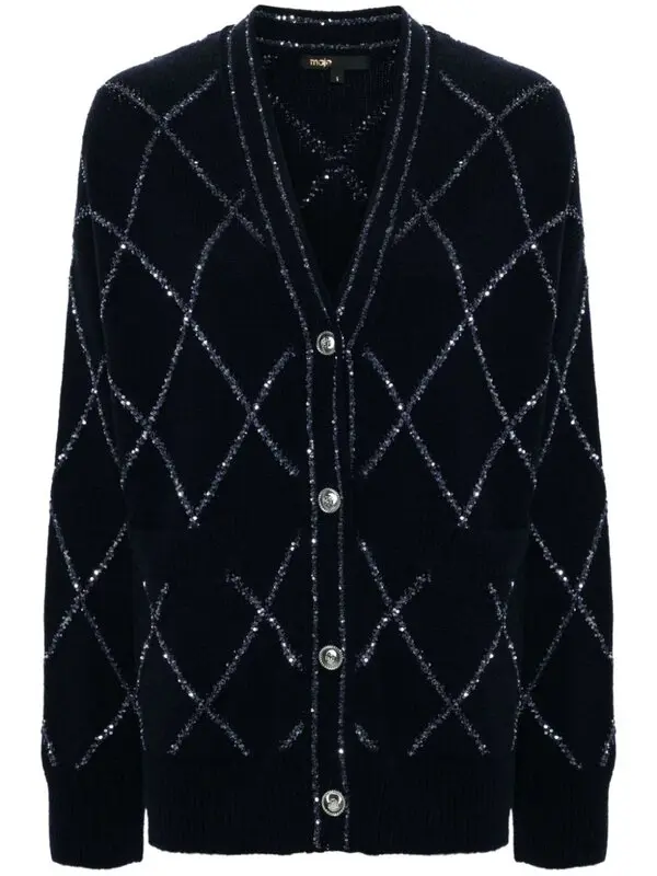Maje Longline Cardigan In Blue 40% Off Editorialist