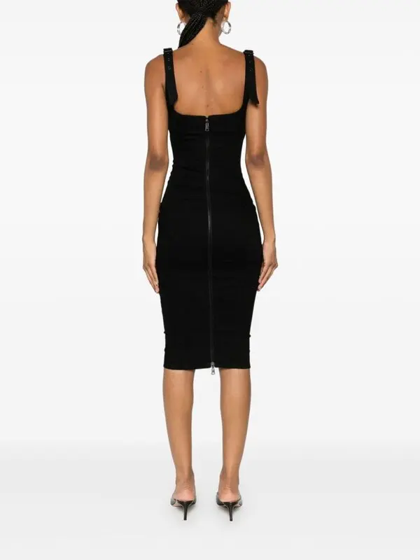 MUGLER Panelled Denim Midi Dress - Black