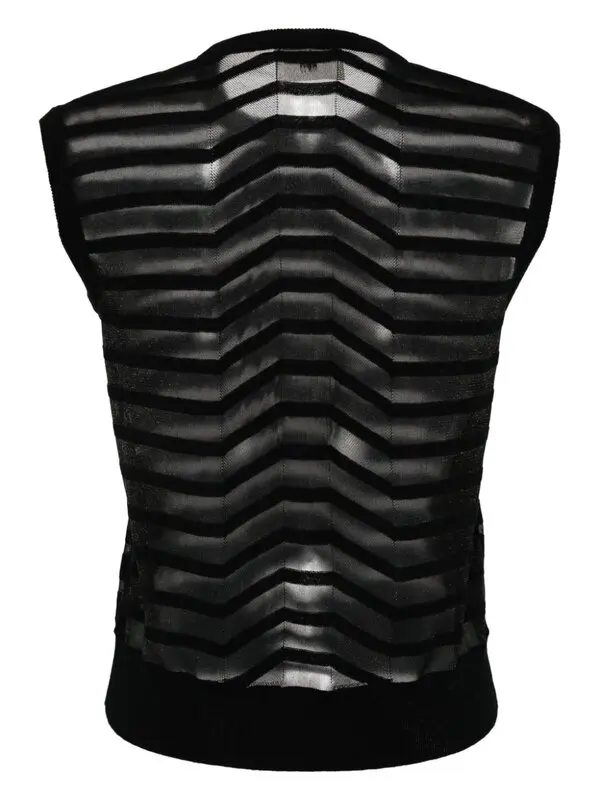 ONEFIFTEEN Striped Knitted Vest - Black