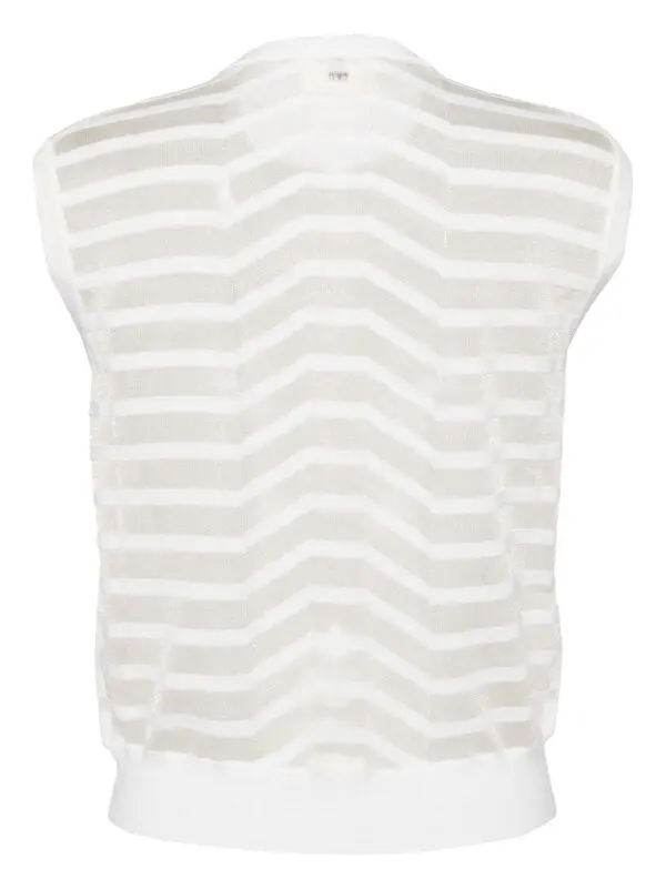ONEFIFTEEN Striped Knitted Vest - White