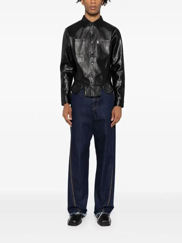 JUNTAE KIM Square Petal Corset Shirt - Black