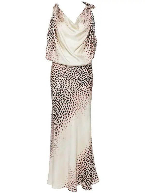 Roberto Cavalli Leopard-printed Silk Dress