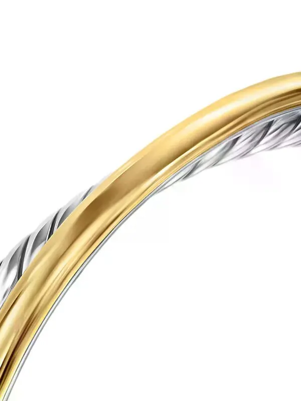 David Yurman 14kt Yellow Gold And Sterling Crossover Cuff Bracelet - Silver