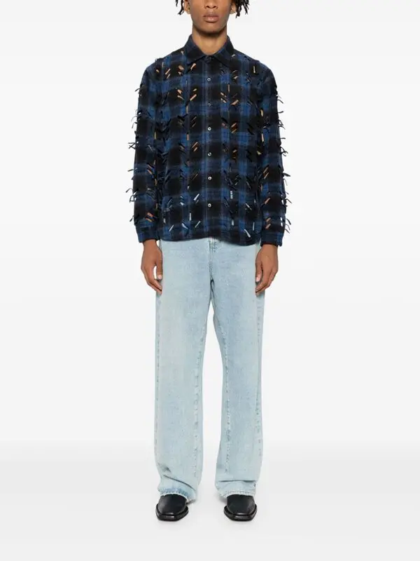 JUNTAE KIM Laser-slashed Shirt - Blue