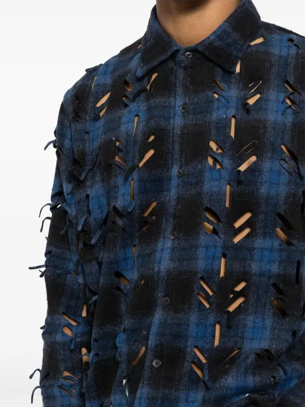 JUNTAE KIM Laser-slashed Shirt - Blue