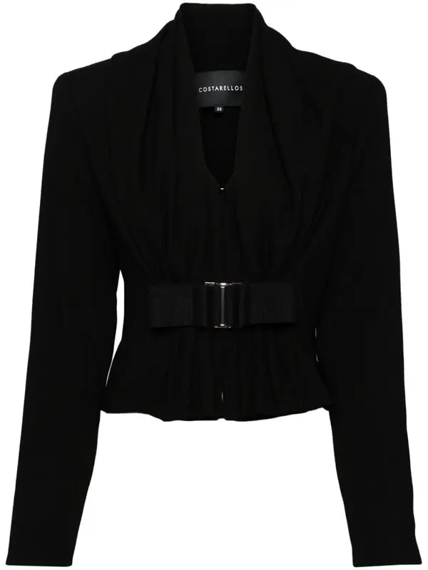 Costarellos Crepe Wool Cropped Jacket
