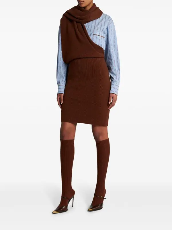 Etro Ribbed-knit Midi Dress - Brown