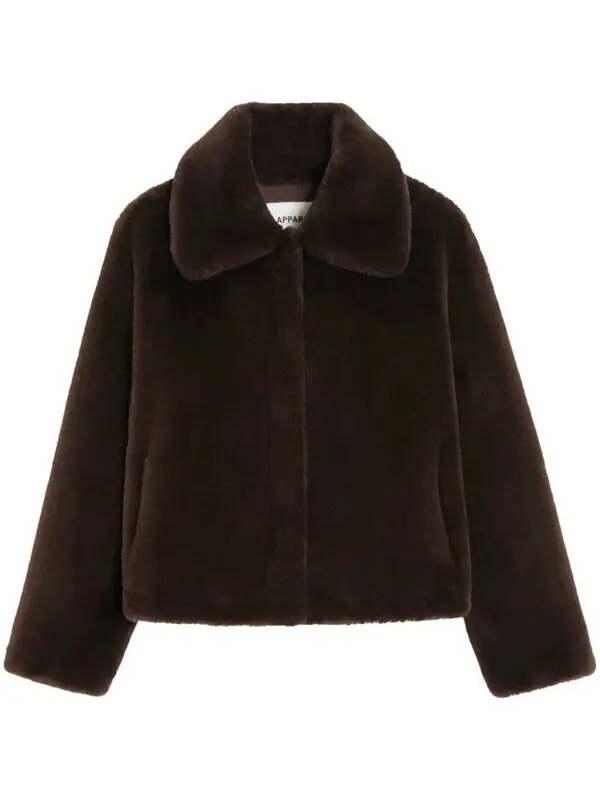 Apparis Wide-collar Faux Fur Jacket - Brown