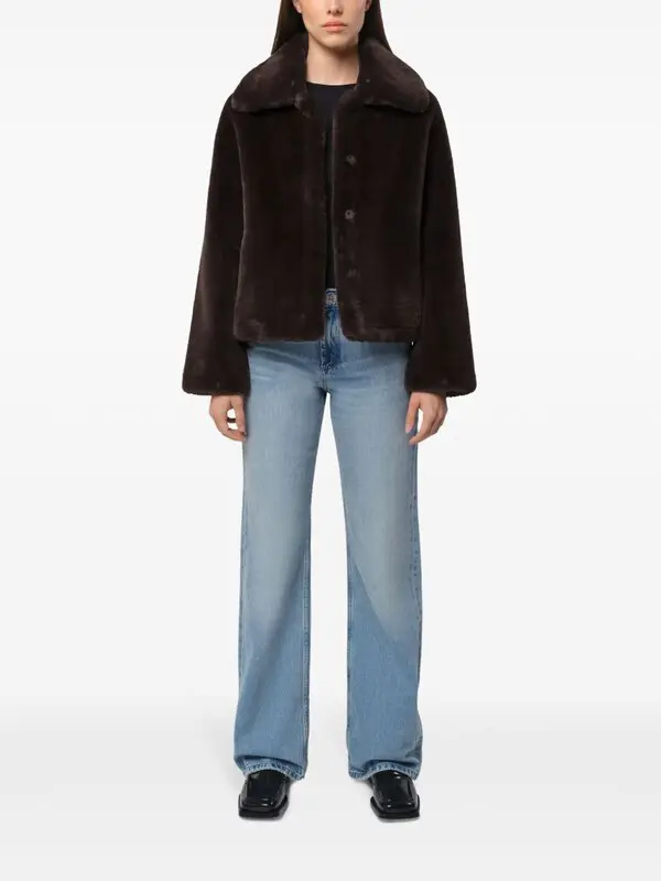 Apparis Wide-collar Faux Fur Jacket - Brown