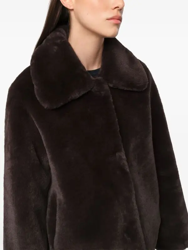 Apparis Wide-collar Faux Fur Jacket - Brown