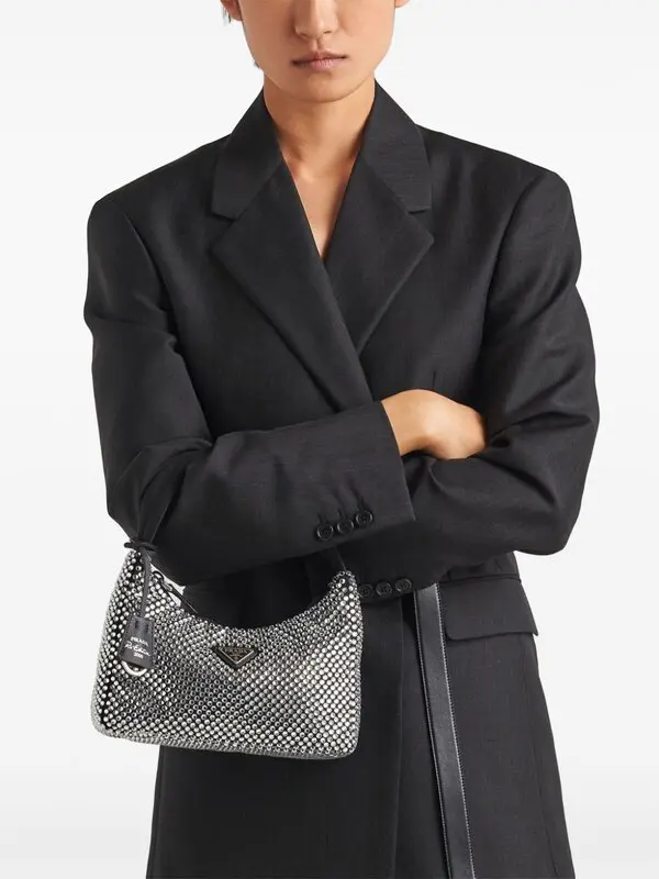 Prada Re-edition Crystal-embellished Mini Bag - Black