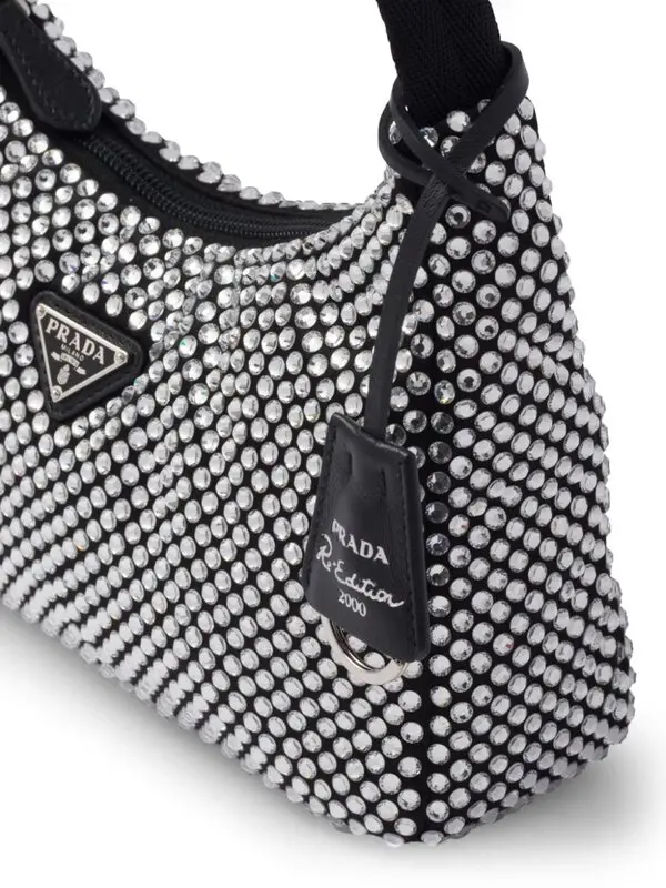 Prada Re-edition Crystal-embellished Mini Bag - Black