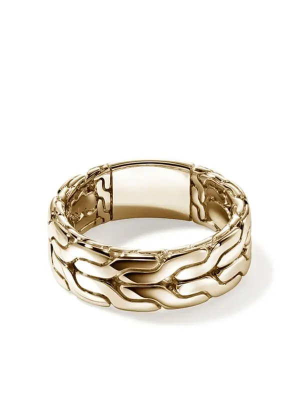 John Hardy 14kt Yellow Carved Chain Ring - Gold