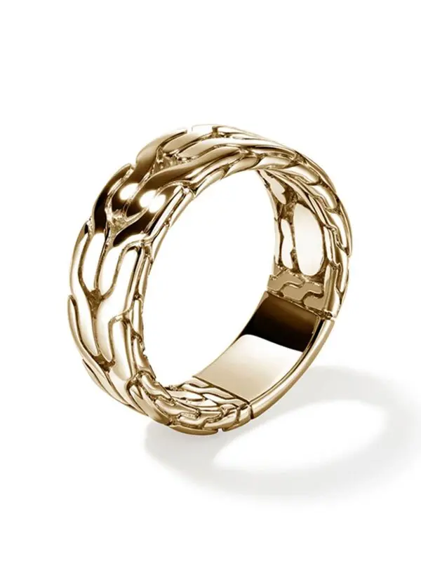 John Hardy 14kt Yellow Carved Chain Ring - Gold