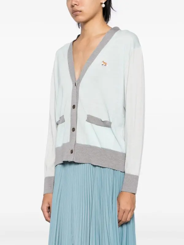 Maison Kitsuné Baby Fox Patch Color Block Cardigan - Green