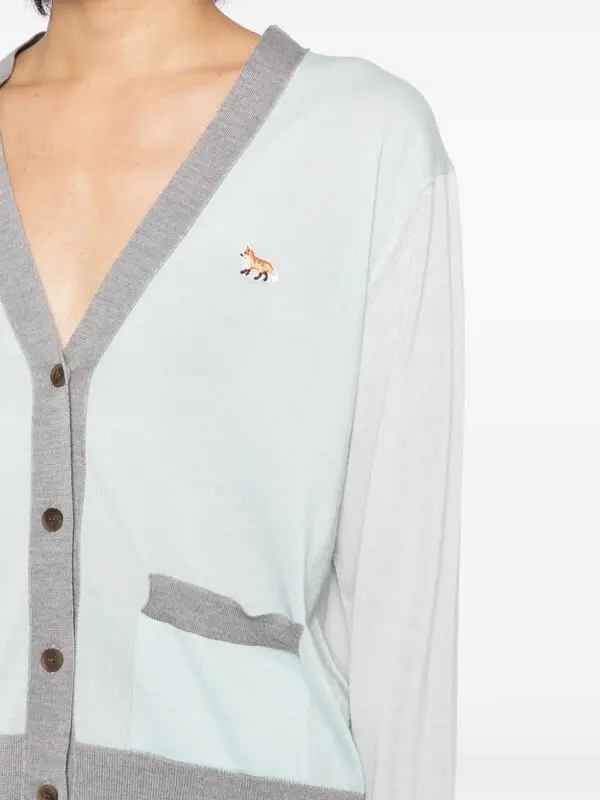 Maison Kitsuné Baby Fox Patch Color Block Cardigan - Green