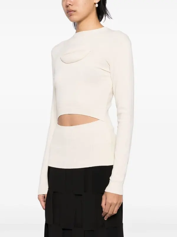 A.W.A.K.E. Mode Lip-appliqué Knitted Top - Neutrals