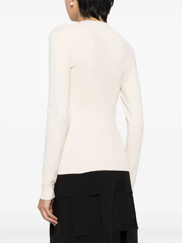 A.W.A.K.E. Mode Lip-appliqué Knitted Top - Neutrals