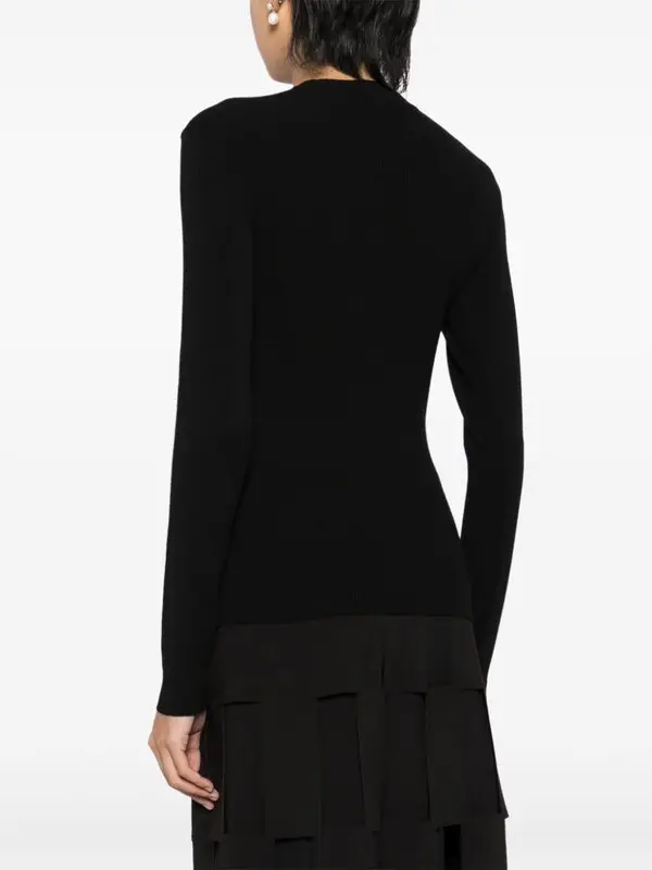 A.W.A.K.E. Mode Lip-appliqué Knitted Top - Black