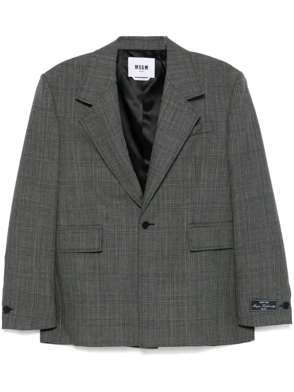 MSGM Checked Virgin Wool Blazer
