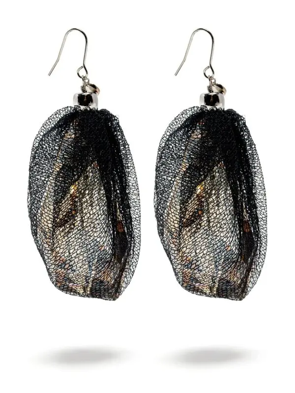 UNDERCOVERISM Tulle Crystal Pendant Earrings - Black