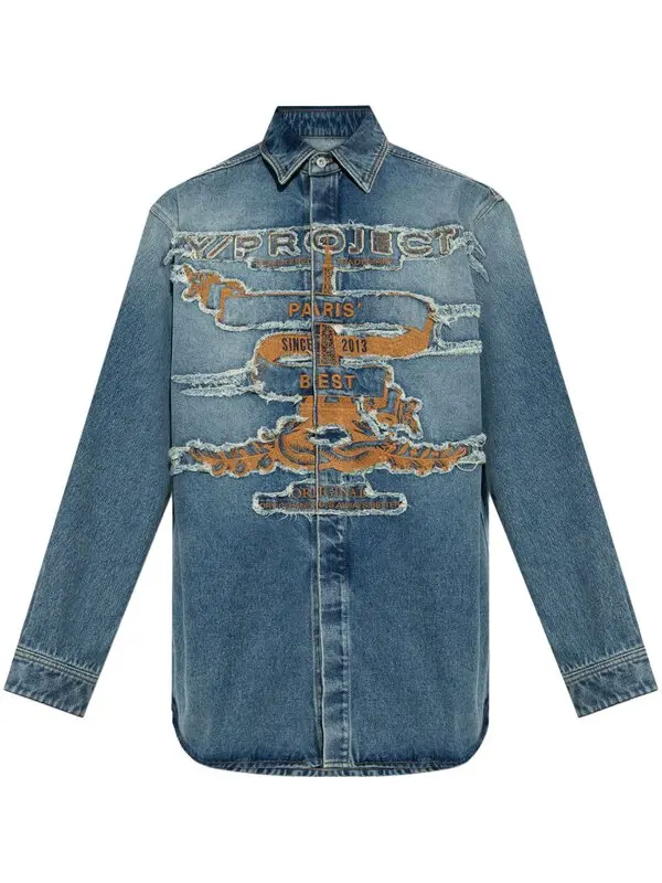 Y/project Distressed Denim Shirt - Blue