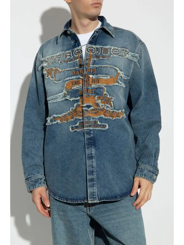 Y/project Distressed Denim Shirt - Blue