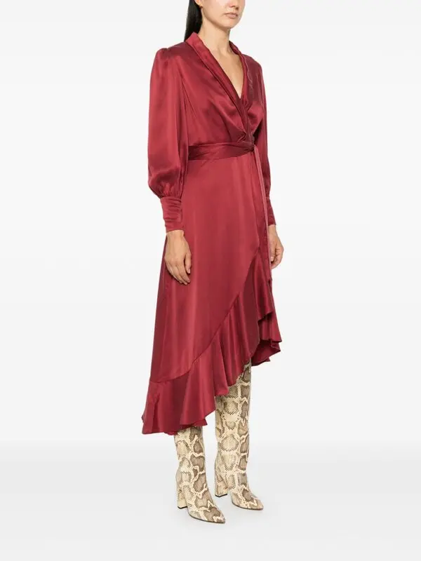 Zimmermann Silk Wrap Midi Dress - Red - 57% Off | Editorialist