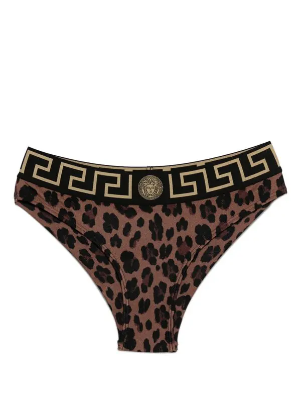Versace Leopard-print Bikini Bottom - Brown