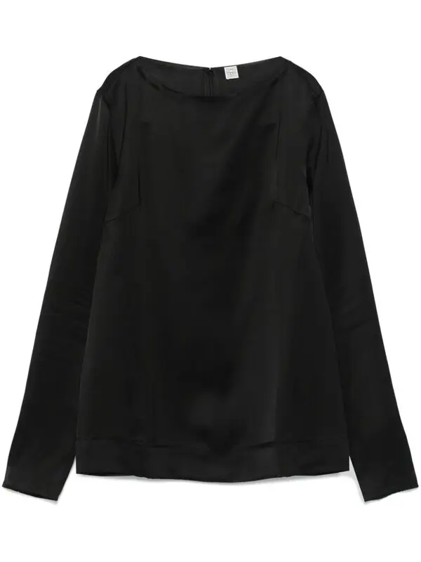 TOTEME Long-sleeve Satin Top - Black