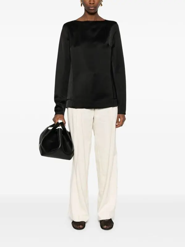 TOTEME Long-sleeve Satin Top - Black